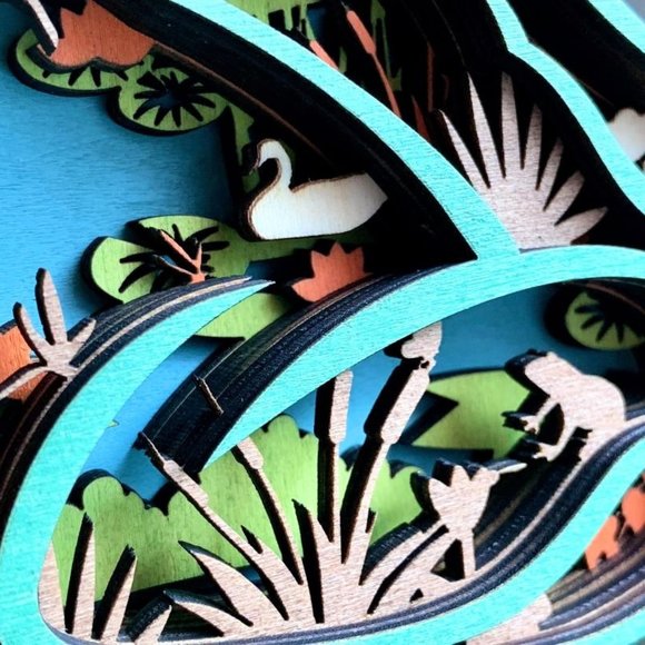 Other | Great Detail Amphibian Frog Froggy Pond Wood Multilayer 3d ...